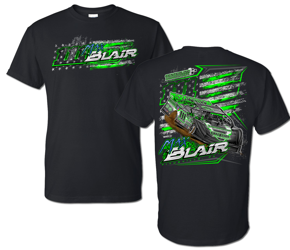 Max Blair Grunge Flag T-Shirt (Black) | Team Blair Racing