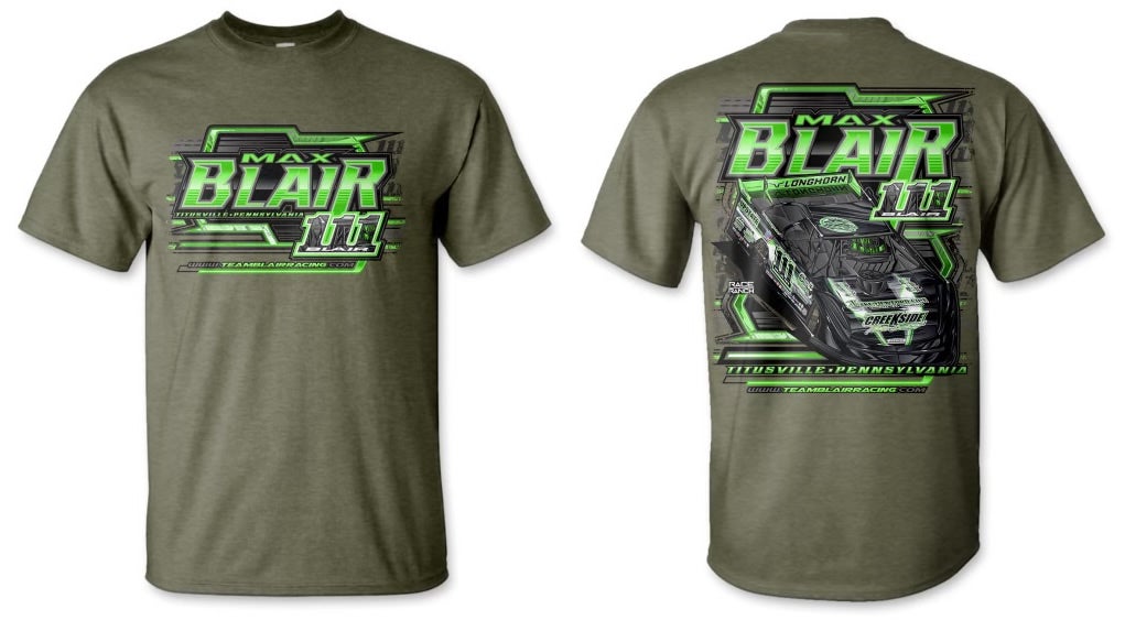 Max Blair Racing T-Shirt (Heather Military Green) | Team Blair Racing