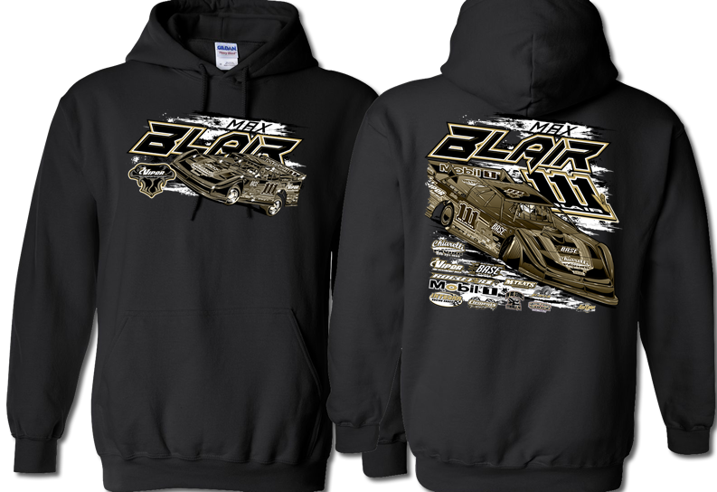 Max Blair Sepia Tone Hooded Sweatshirt (Black) | Team Blair Racing