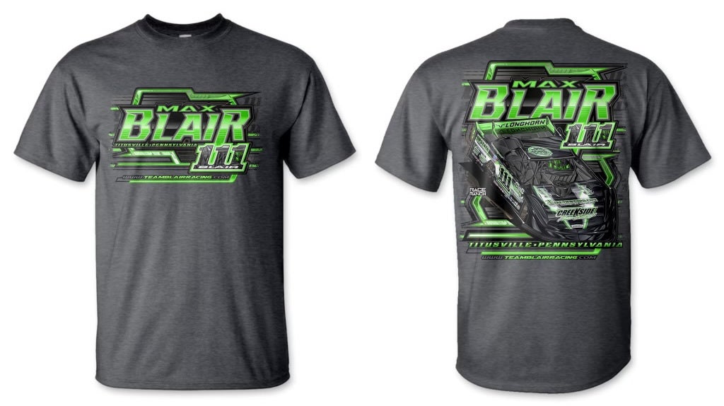 Max Blair Racing T-Shirt (Dark Heather Grey) | Team Blair Racing