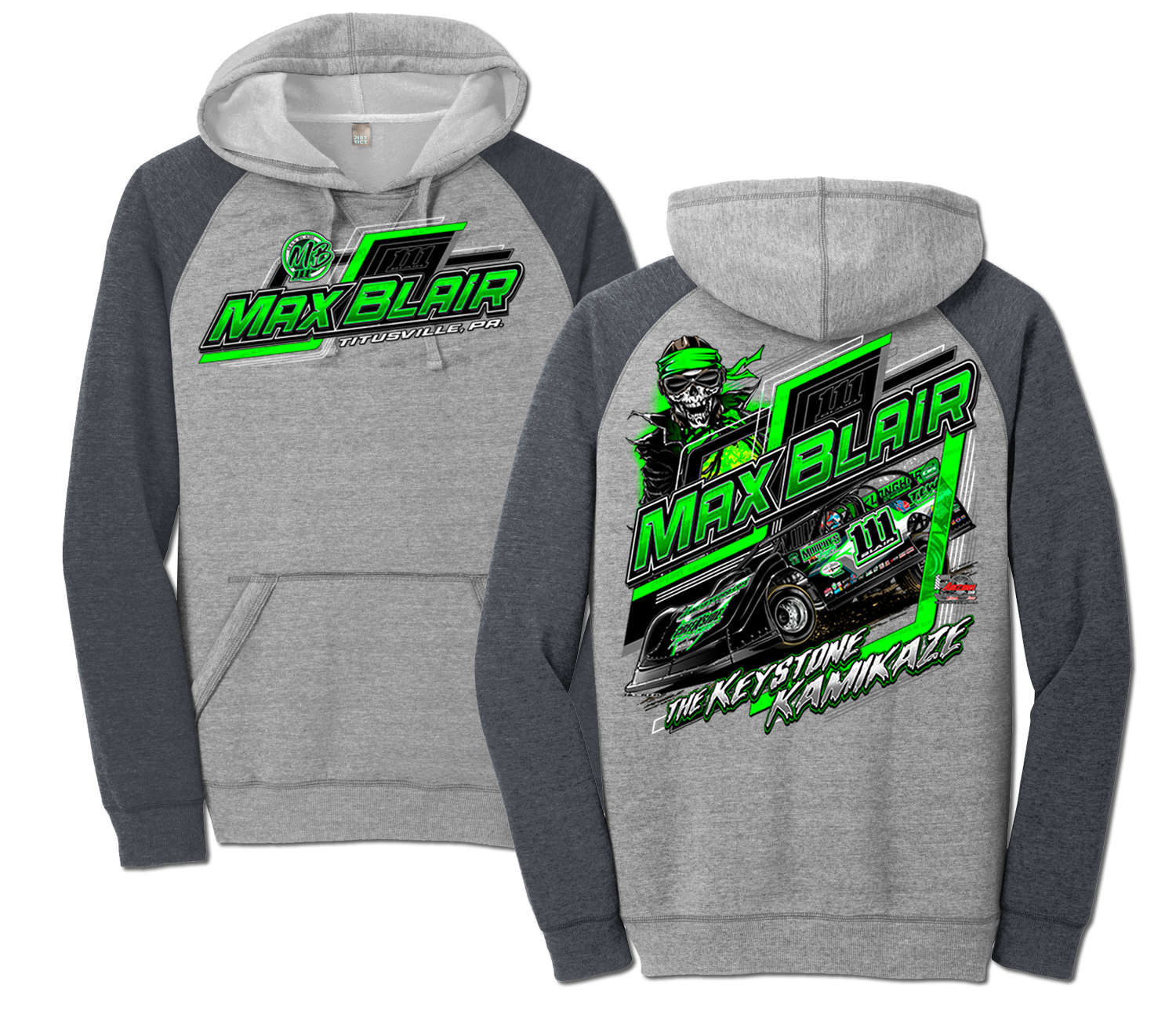 Max Blair Keystone Kamikaze Hooded Fleece (Heather Grey / Heather Char ...